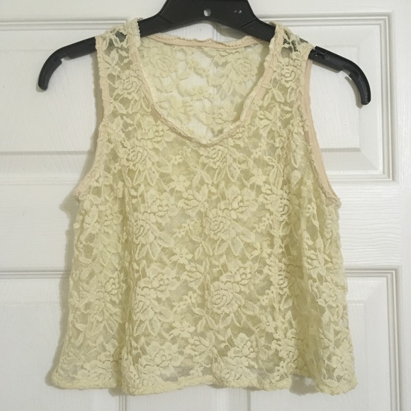 Tops | Lacy Cream Crop Tank | Poshmark